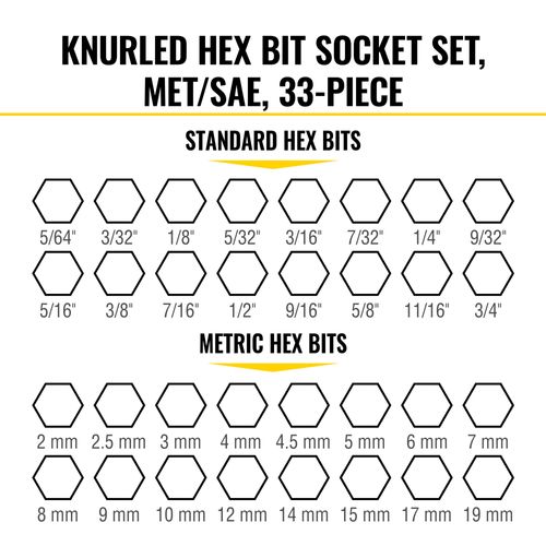 65233HEX - Klein Tools 65233HEX - Knurled Hex Bit Socket Set, SAE and ...