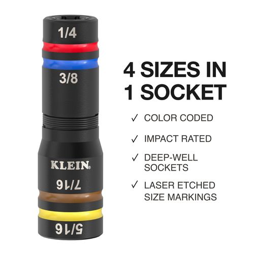 654QS - Klein Tools 654QS - KNECT Quad-16 Heavy Duty Impact Flip Socket ...