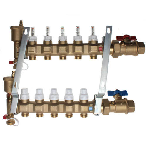 6686E5S1A - Caleffi 6686E5S1A - 1" TwistFlow Manifold w/ Temp Gauge (5 ...
