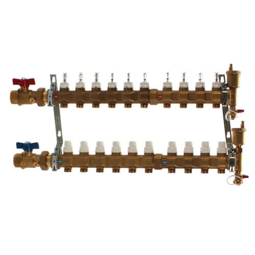 6686L5S1A - Caleffi 6686L5S1A - 1" TwistFlow Manifold w/ Temp Gauge (10 ...