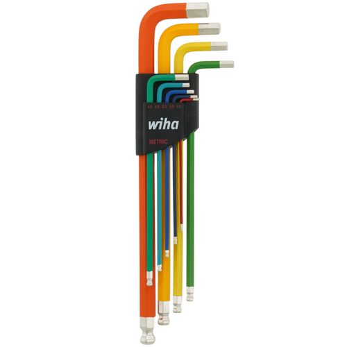 66980 - Wiha 66980 - 9-Piece Ball End Color-Coded Hex L-Key Set (Metric)