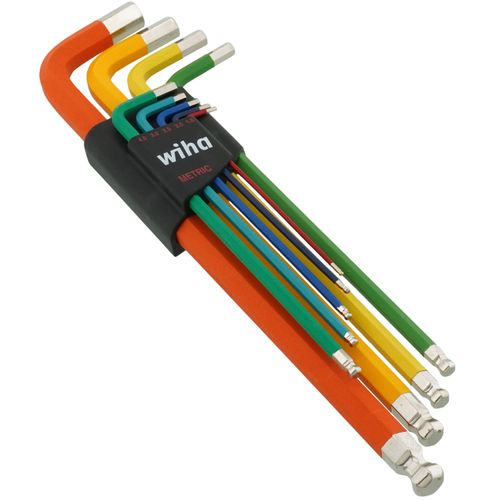 66980 - Wiha 66980 - 9-Piece Ball End Color-Coded Hex L-Key Set (Metric)