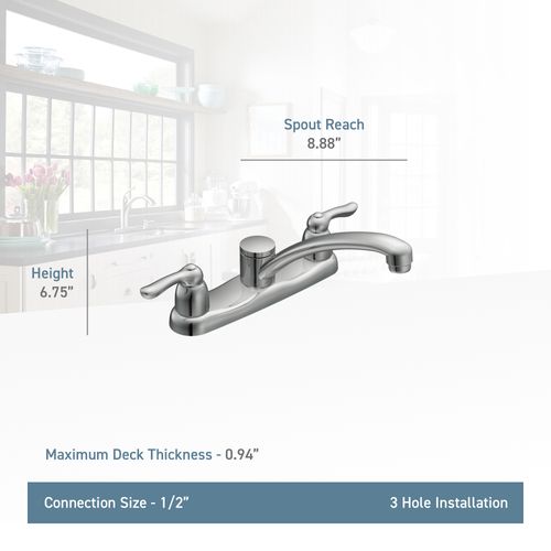 7906 - Moen 7906 - Chateau 2 Handle Kitchen Faucet, 1.5 GPM, 7906 (Chrome)