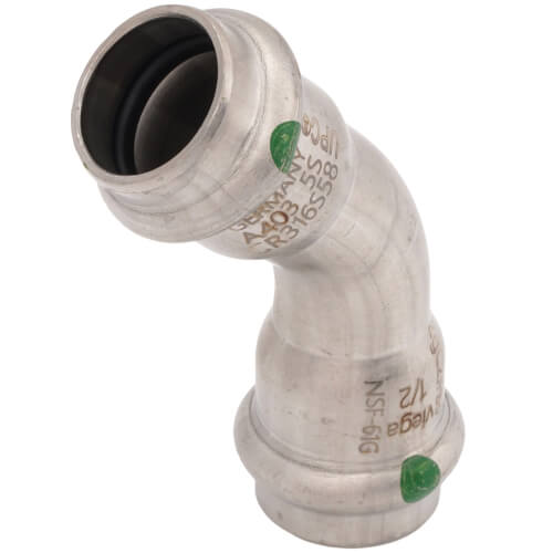 80445 - Viega 80445 - 1/2" ProPress Stainless Steel 45° Elbow w/ EPDM Seal