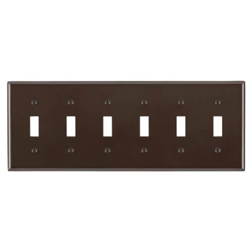 85036 - Leviton 85036 - 6-Gang Electrical Wall Plate, Toggle Switch (Brown)