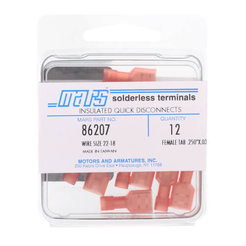 86208 - MARS 86208 - Fully Insulated Female Slip-On Solderless Terminal ...