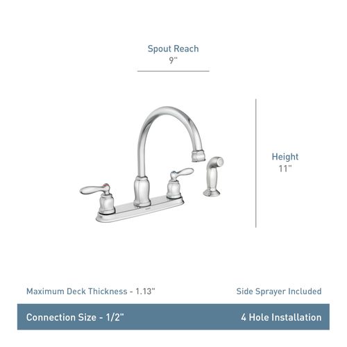 CA87888 - Moen CA87888 - Caldwell 2 Handle High Arc Kitchen Faucet ...