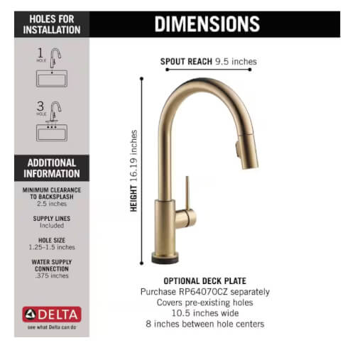 9159T-CZ-DST - Delta 9159T-CZ-DST - Trinsic Single Handle Pull-Down ...