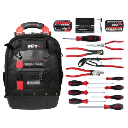 91862 - Wiha 91862 - 63-Piece Wiha RedStripe TECH PAC Contractor Tool Kit