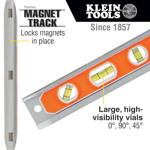 935R - Klein Tools 935R - 9" Aluminum Torpedo Level with Rare-Earth Magnet