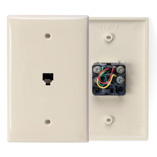 40539-PMI - Leviton 40539-PMI - Midsize Telephone Wall Jack, 6p4c (Ivory)