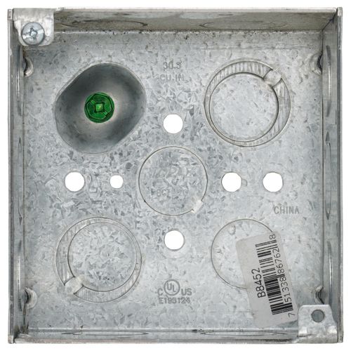 B8452 - Southwire B8452 - 4" Square Welded Box, 2-1/8" Deep w/ 1/2" & 3 ...