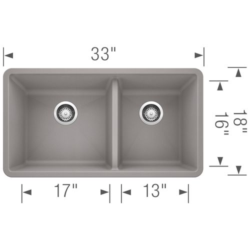 441130 - Blanco 441130 - Precis SILGRANIT 33" 60/40 Double Bowl ...