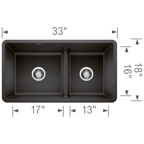 442525 - Blanco 442525 - Precis SILGRANIT 33" 60/40 Reversible Double ...