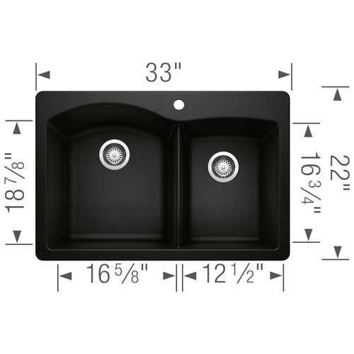 442908 - Blanco 442908 - Diamond SILGRANIT 33" 60/40 Double Bowl Dual ...