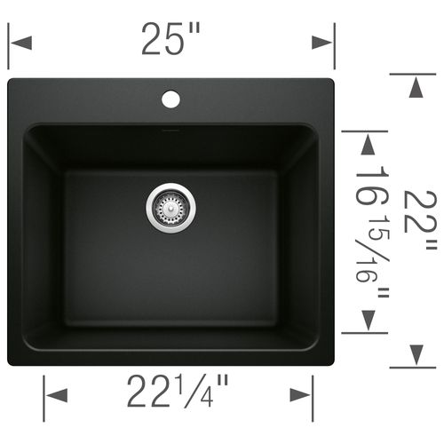 442924 - Blanco 442924 - Liven SILGRANIT 25" Single Bowl Dual Mount ...