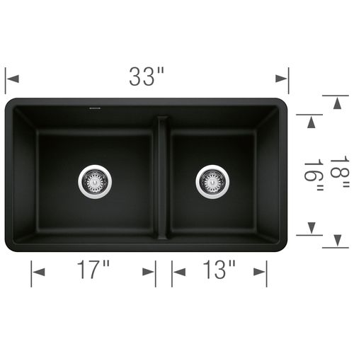 442925 - Blanco 442925 - Precis SILGRANIT 33" 60/40 Reversible Double ...
