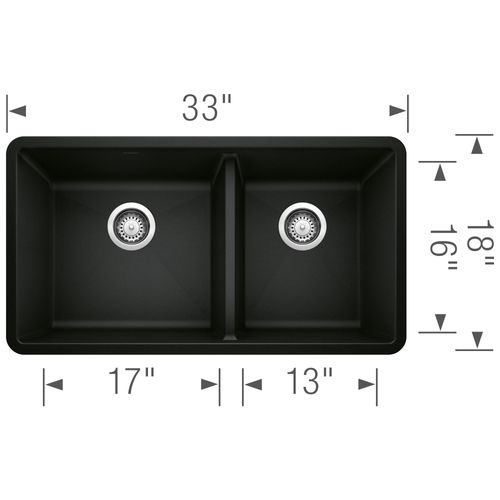 442926 - Blanco 442926 - Precis SILGRANIT 33" 60/40 Double Bowl ...