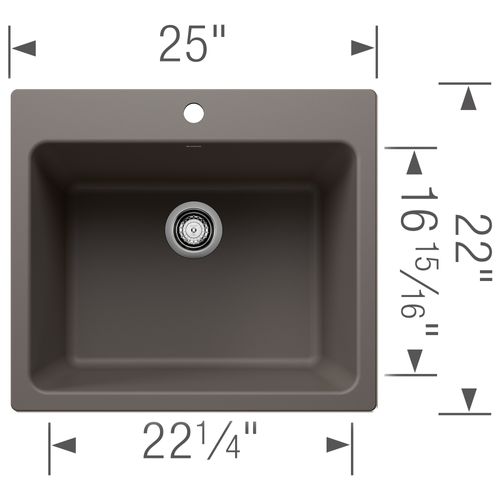 443116 - Blanco 443116 - Liven SILGRANIT 25" Single Bowl Dual Mount ...