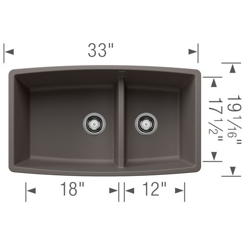 443125 - Blanco 443125 - Performa SILGRANIT 33" 60/40 Double Bowl ...