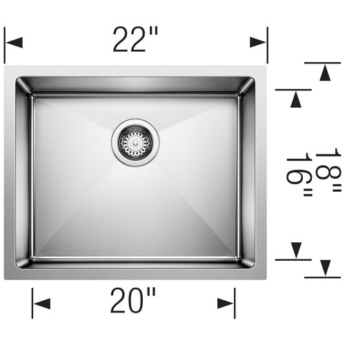 443145 - Blanco 443145 - Quatrus R15 22" Single Bowl Undermount ...