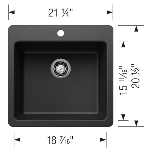 443227 - Blanco 443227 - Liven SILGRANIT 21" Single Bowl Dual Mount ...