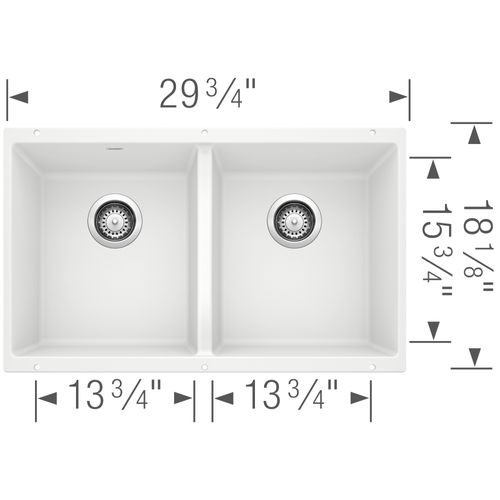 516320 - Blanco 516320 - Precis SILGRANIT 29" 50/50 Double Bowl ...
