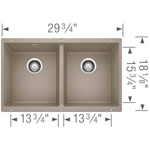 517678 - Blanco 517678 - Precis SILGRANIT 29" 50/50 Double Bowl ...