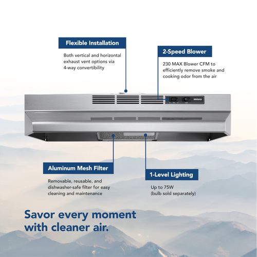 F4030SF - Broan F4030SF - 30" Convertible Under-Cabinet Range Hood ...