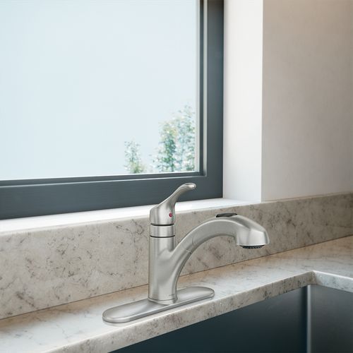 CA87316SRS - Moen CA87316SRS - Renzo 1 Handle Low Arc Pullout Kitchen ...