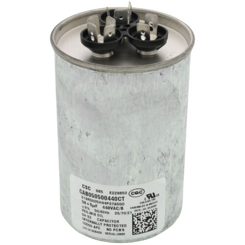 CAB050500440CT - Goodman-Amana CAB050500440CT - 50/5MFD 440V Dual Round ...
