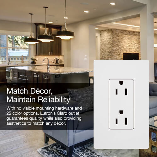 CAR-15-WH - Lutron CAR-15-WH - Claro 15A Duplex Receptacle, Designer ...