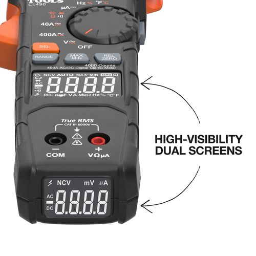 CL490 - Klein Tools CL490 - AC/DC Dual Display Auto-Ranging Digital ...