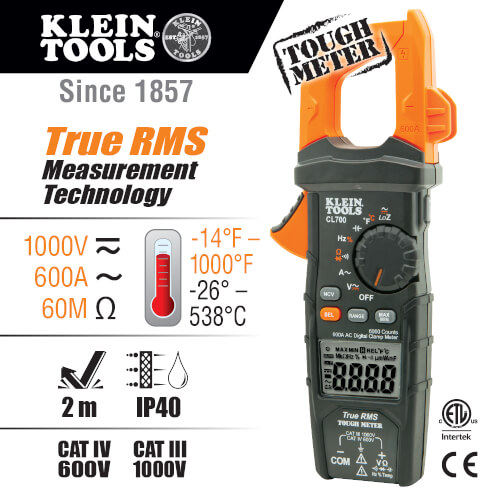 CL700 - Klein Tools CL700 - Digital Clamp Meter AC Auto-Ranging LoZ