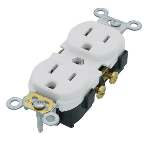 CR15-W - Leviton CR15-W - Commercial Grade Duplex Receptacle, 15A, NEMA 5-15R- White (125V)