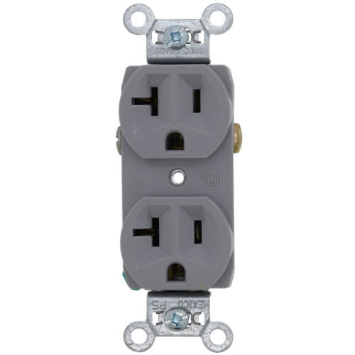 CR20GRY - Pass & Seymour CR20GRY - Commercial Spec Grade Side Wired Duplex Receptacle, 20A, 2P ...