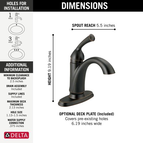 15999-RB-DST - Delta 15999-RB-DST - Haywood Single Handle Centerset ...