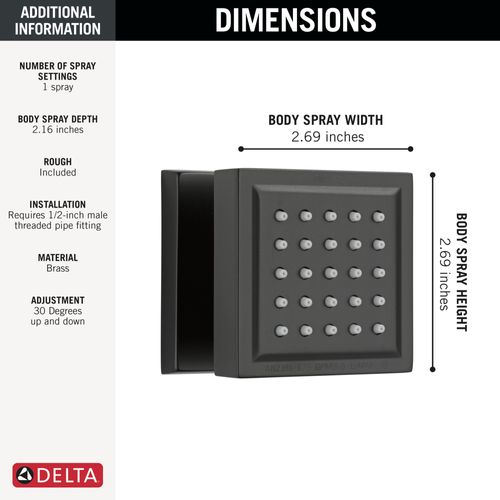 50150-BL - Delta 50150-BL - Surface Mount Body Spray (Matte Black ...