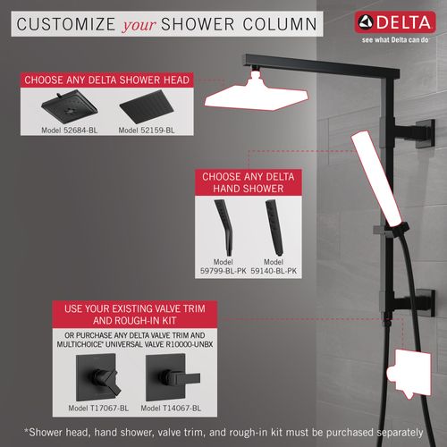 58410-BL - Delta 58410-BL - Shower Column 18" Angular (Matte Black ...