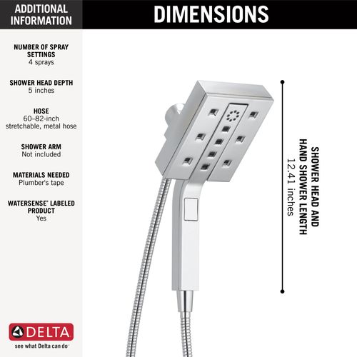 58473-PR - Delta 58473-PR - H2OKinetic In2ition 4-Setting 2-in-1 Shower ...