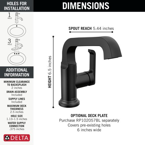 589SH-BL-DST - Delta 589SH-BL-DST - Tetra Single Handle Bathroom Faucet ...