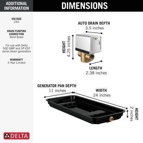 5GA-PAD-240 - Delta 5GA-PAD-240 - Generator Pan and Auto Drain - 240v ...