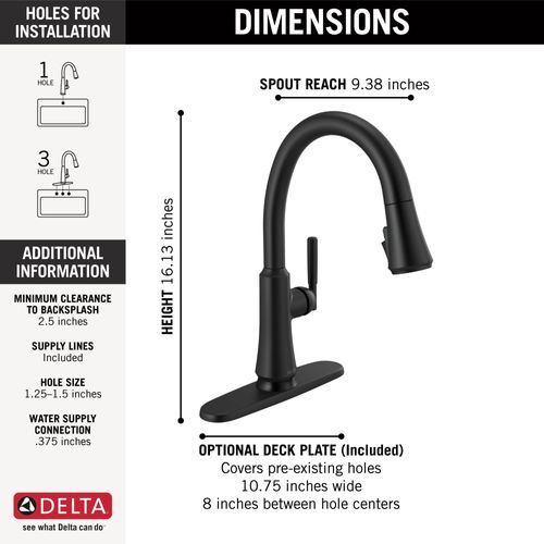 9179T-BL-DST - Delta 9179T-BL-DST - Coranto Single Handle Pull Down ...