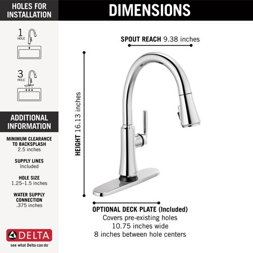 9179T-DST - Delta 9179T-DST - Coranto Single Handle Pull Down Kitchen ...