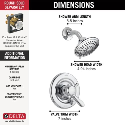 T17238 - Delta T17238 - Lahara Monitor 17 Series Shower Trim (Chrome)