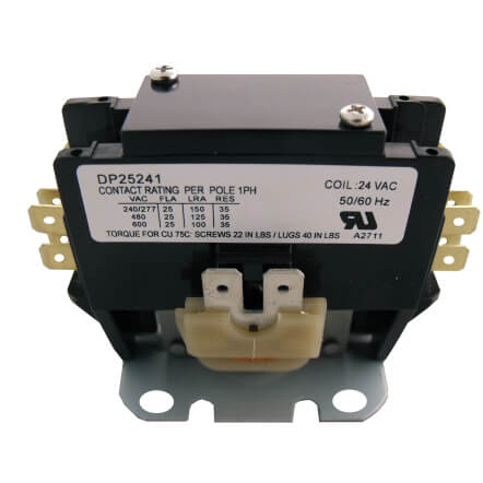 DP25241 - Supco DP25241 - 1-1/2 Pole Definite Purpose Contactor (25A, 24V)