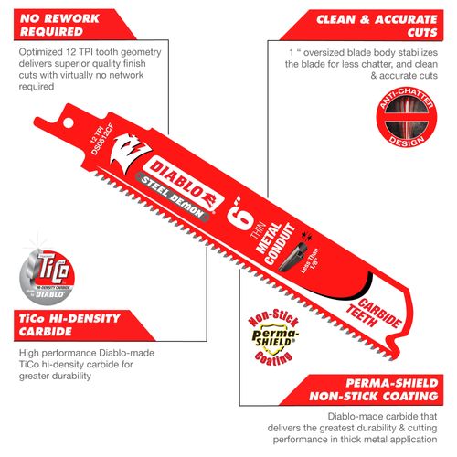 DS0612CFA3 - Diablo Tools DS0612CFA3 - 6" 12 TPI AMPED Steel Demon ...