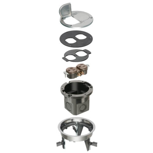 FLB4364NL - Arlington FLB4364NL - DROPIN 1-Gang Round Floor Box Kit for ...
