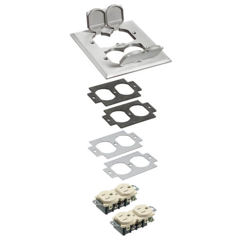 FLB5550NL - Arlington FLB5550NL - 2-Gang Metallic Floor Box Cover w/ 4 ...