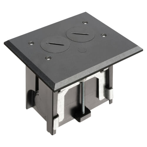 FLBA101BL - Arlington FLBA101BL - 1-Gang Non-Metallic Adjustable Floor Box w/ Two Threaded Plugs ...